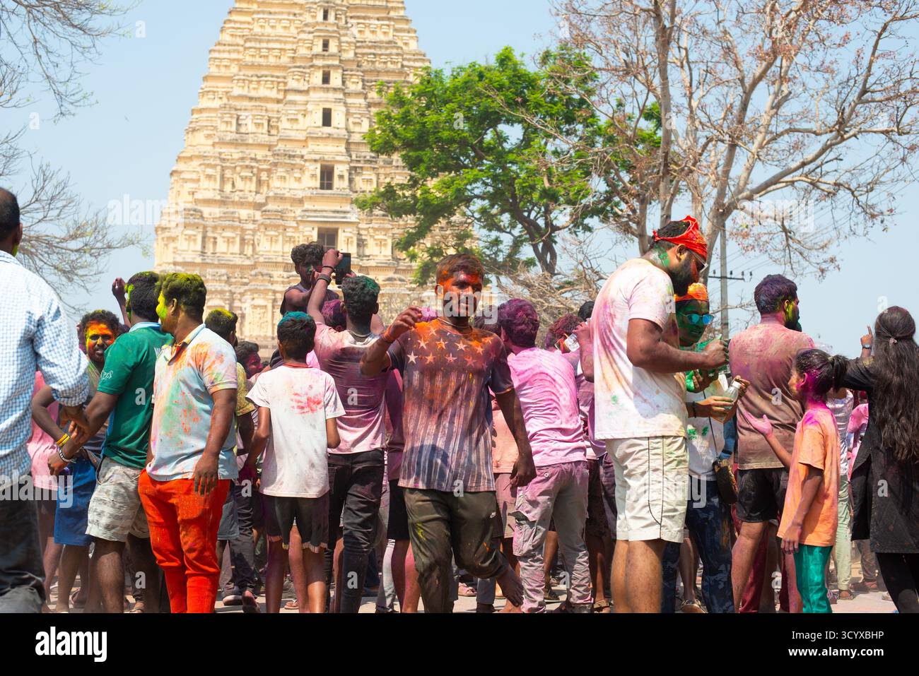 Holi Festival In Hampi, People Celebrating Hindu Holiday Of Colours ...