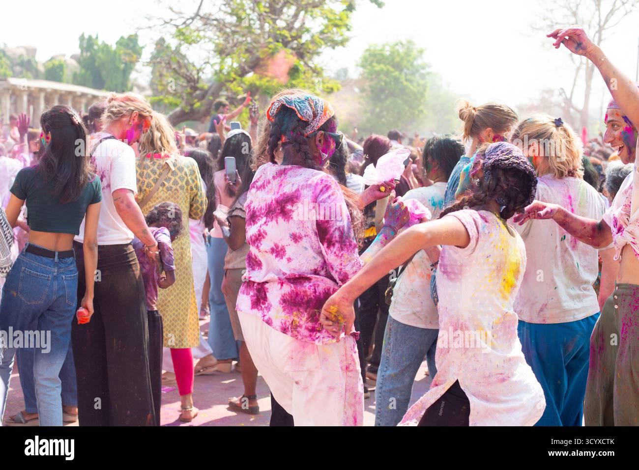 Holi Festival In Hampi, People Celebrating Hindu Holiday Of Colours ...