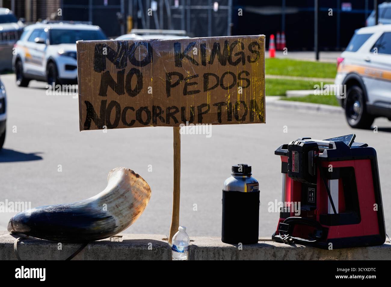 A sign is displayed outside an ICE processing facility in the Chicago ...