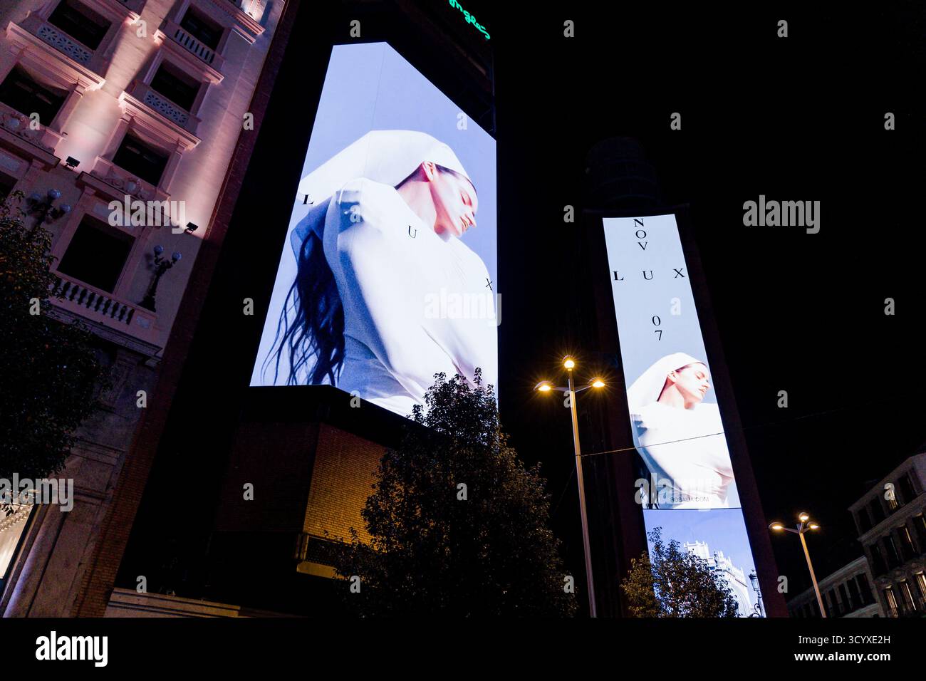 Cover of Rosalia's new album, 'Lux', projected in the Plaza de Callao ...