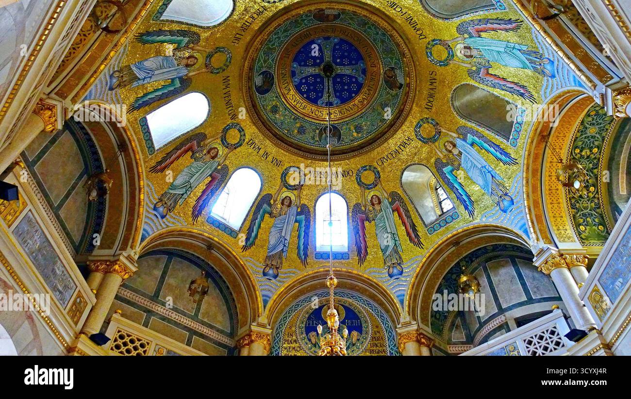 The ornate mosaic dome ceiling of the Elizabeth Chapel in the Church of ...