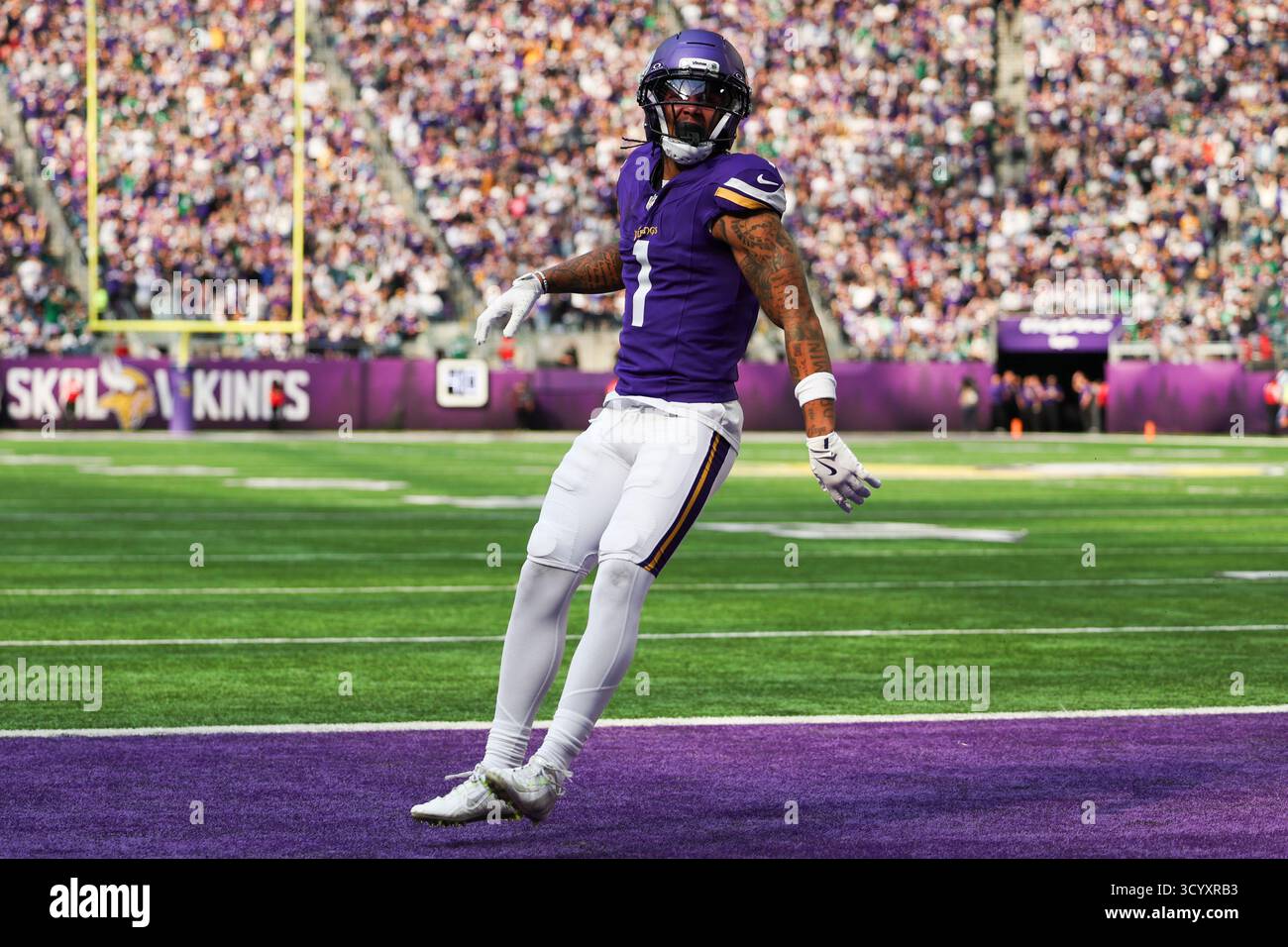 Minnesota Vikings wide receiver Jalen Nailor celebrates a touchdown ...