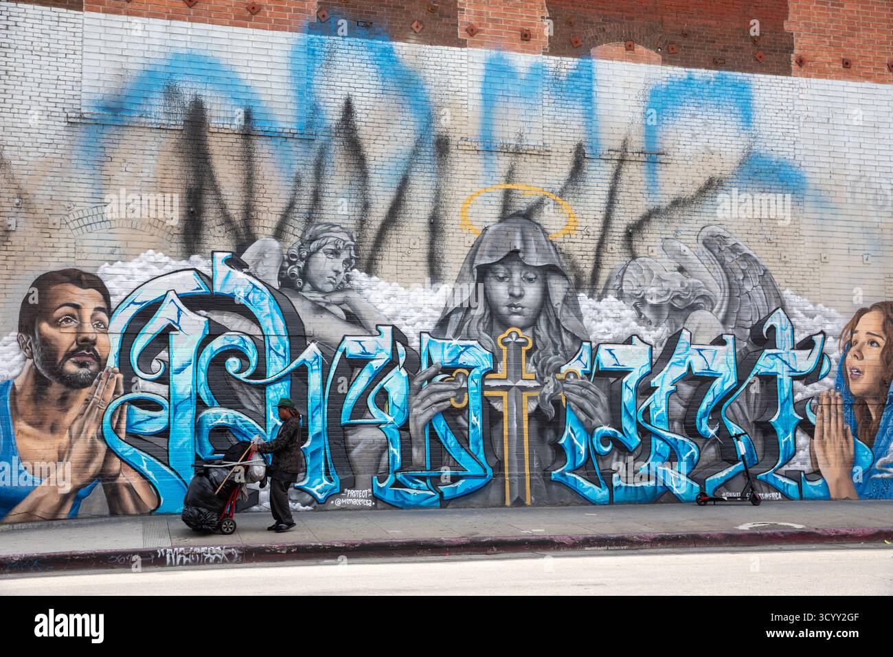 Large mural, graffiti a form of street art, on a brick wall Stock Photo ...