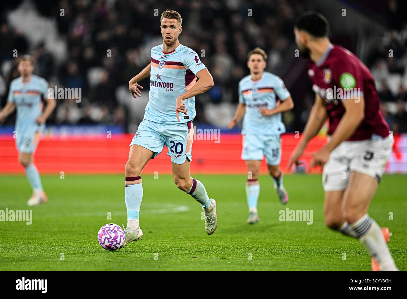 London Stadium, Stratford on Monday 20th October 2025. Kristoffer Ajer ...