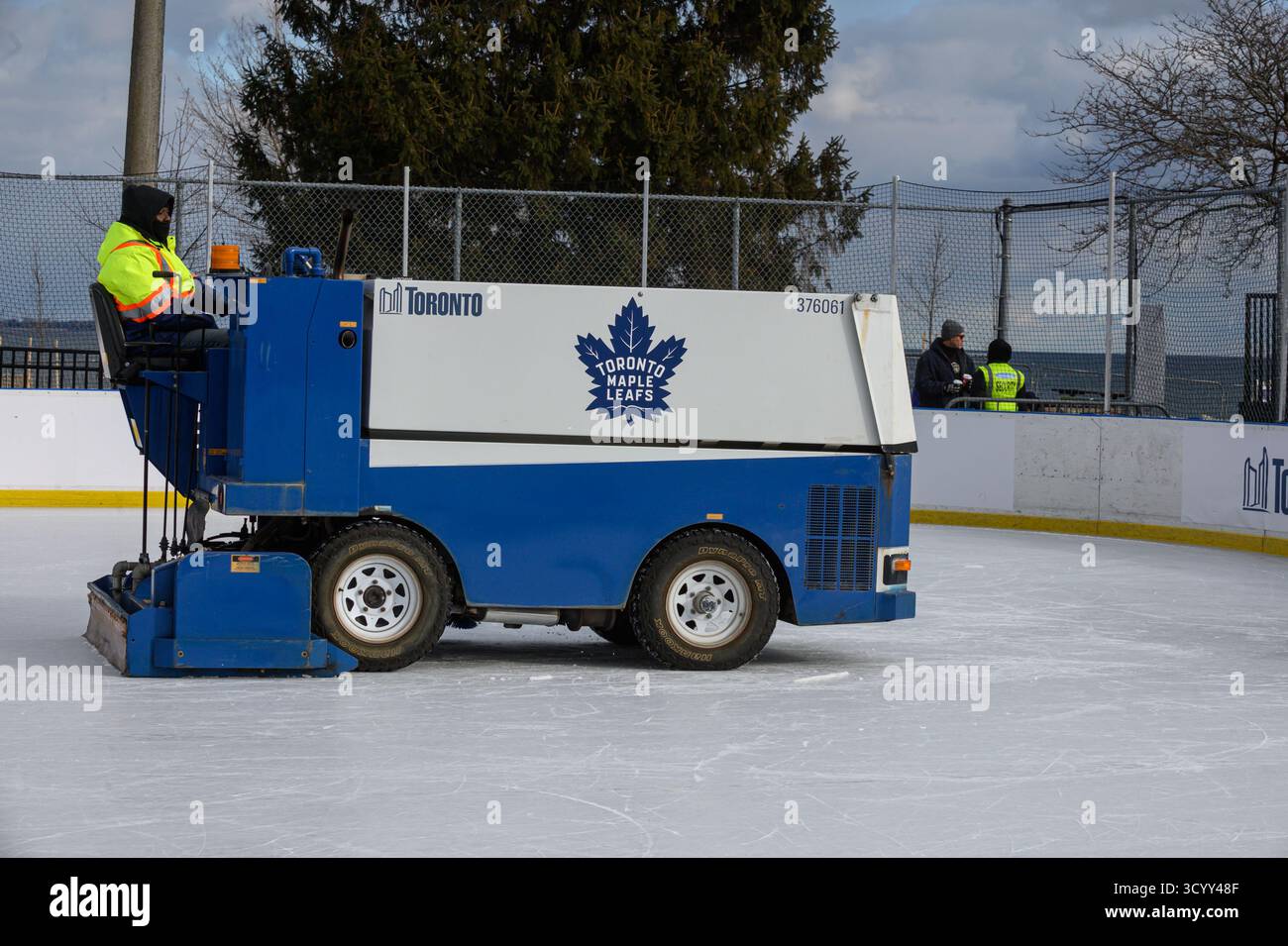 Toronto, ON, Canada - February 12, 2025: A Zamboni ice resurfacer ...