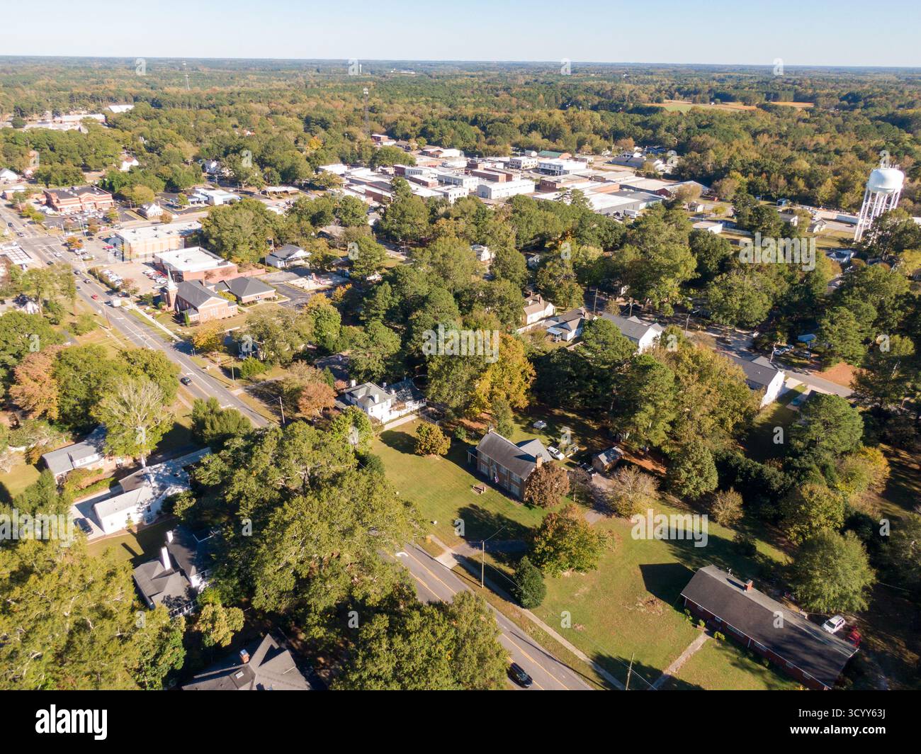 Aerial Drone Views of Downtown Zebulon North Carolina and Surrounding ...