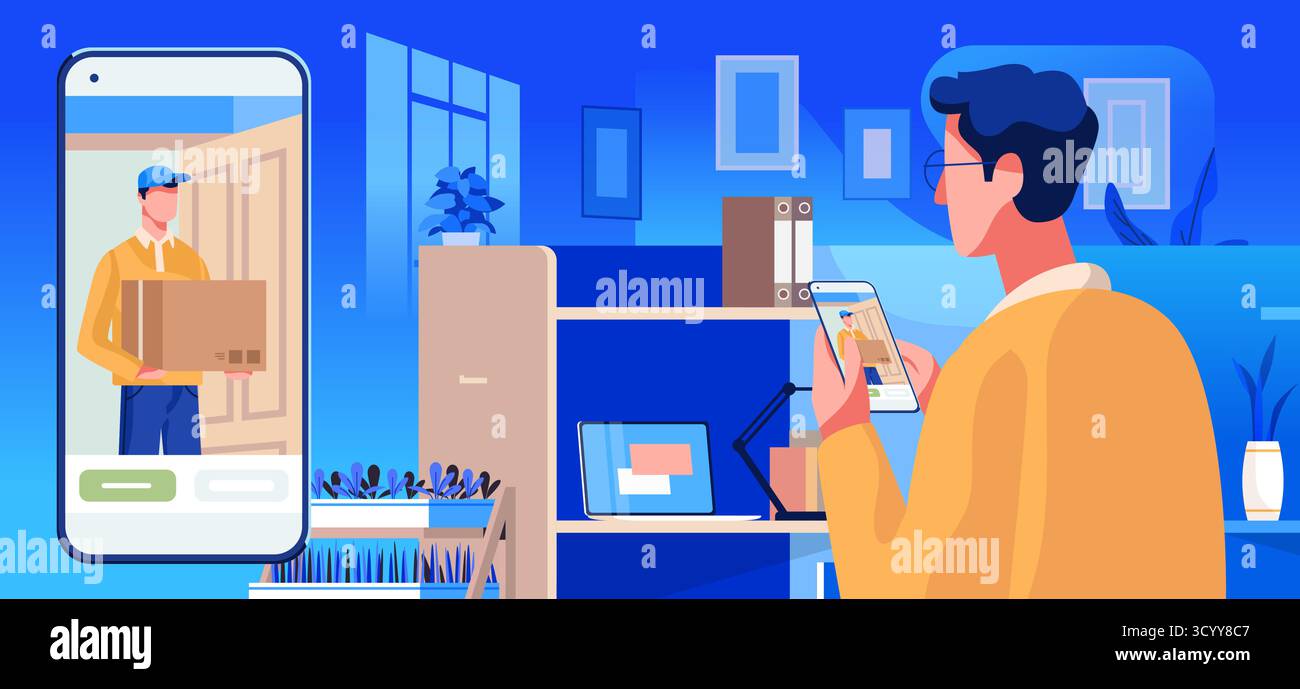 Blue laptop app delivery tracking hi-res stock photography and images ...