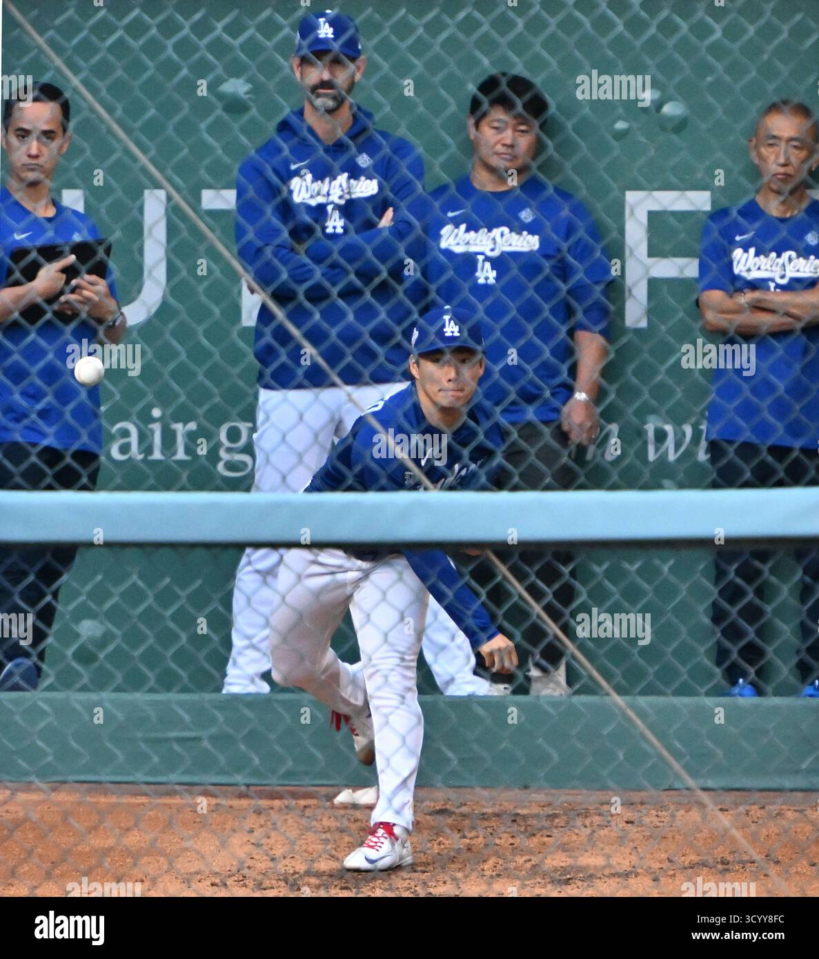 Los Angeles Dodgers pitcher Yoshinobu Yamamoto takes part in a practice ...