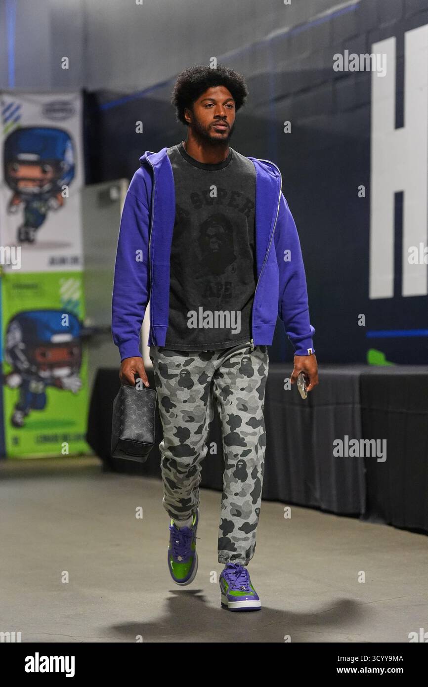 Seattle Seahawks cornerback Josh Jobe arrives for an NFL football game ...