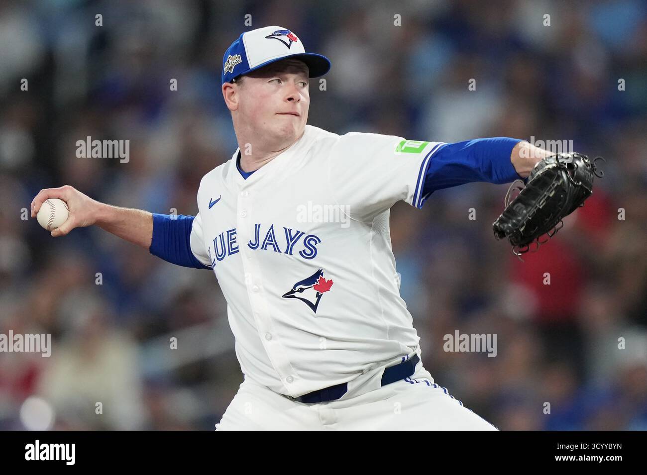 Toronto Blue Jays pitcher Louis Varland delivers against the Seattle ...