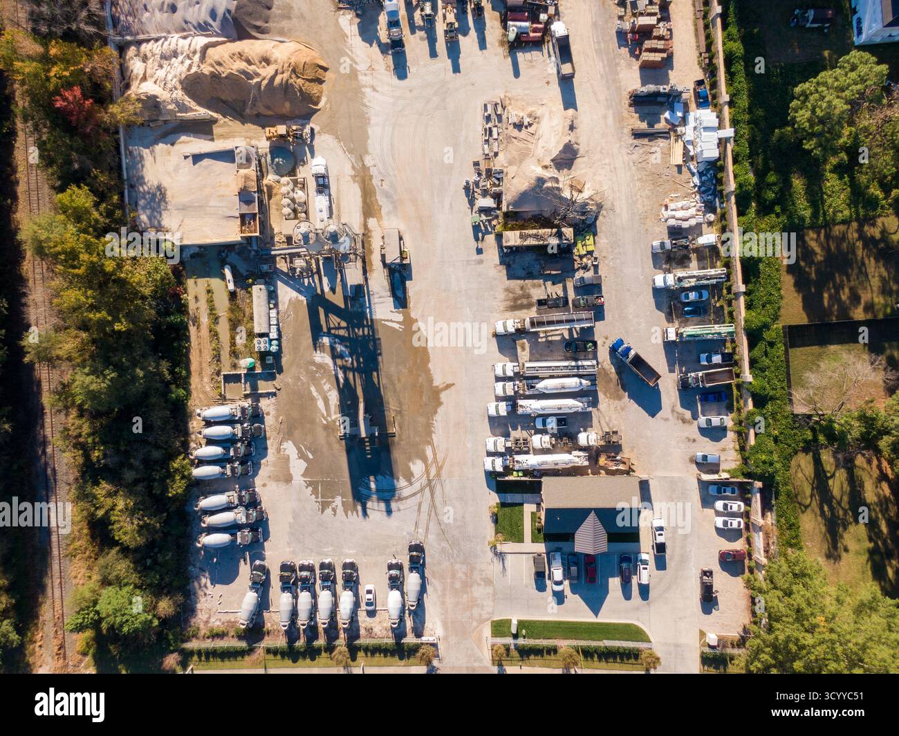 Aerial Top-Down Drone View of a Ready-Mix Concrete Batch Plant and ...