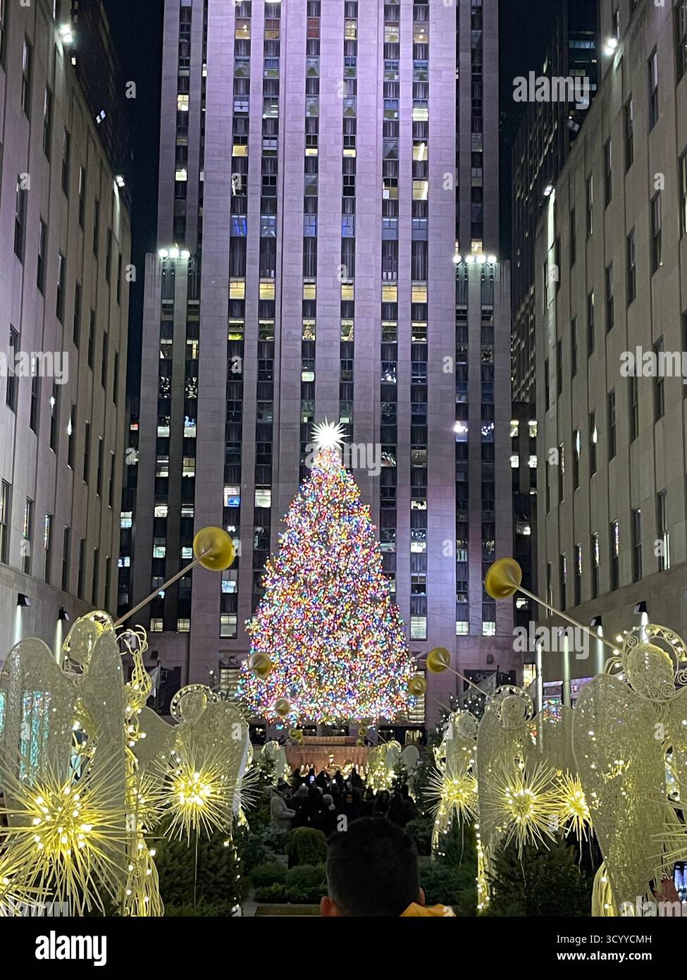 Christmas decorations and holiday lights at Rockefeller Center, New ...
