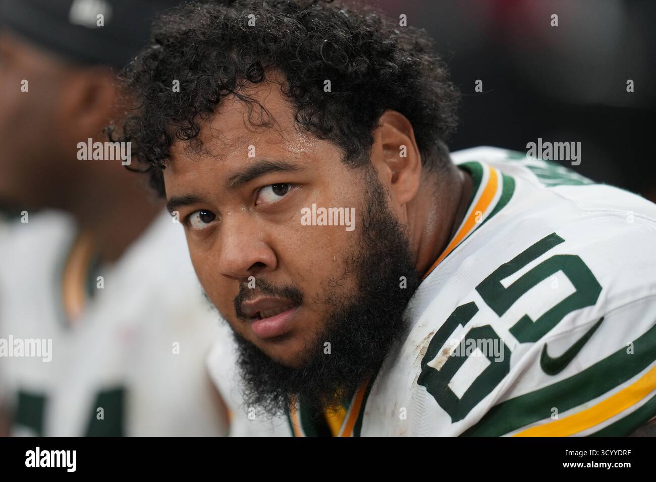 Green Bay Packers guard Aaron Banks (65) against the Arizona Cardinals ...