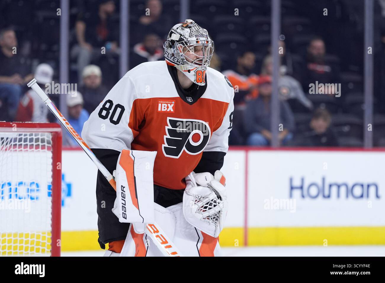 Philadelphia Flyers' Dan Vladar plays during an NHL hockey game Monday ...