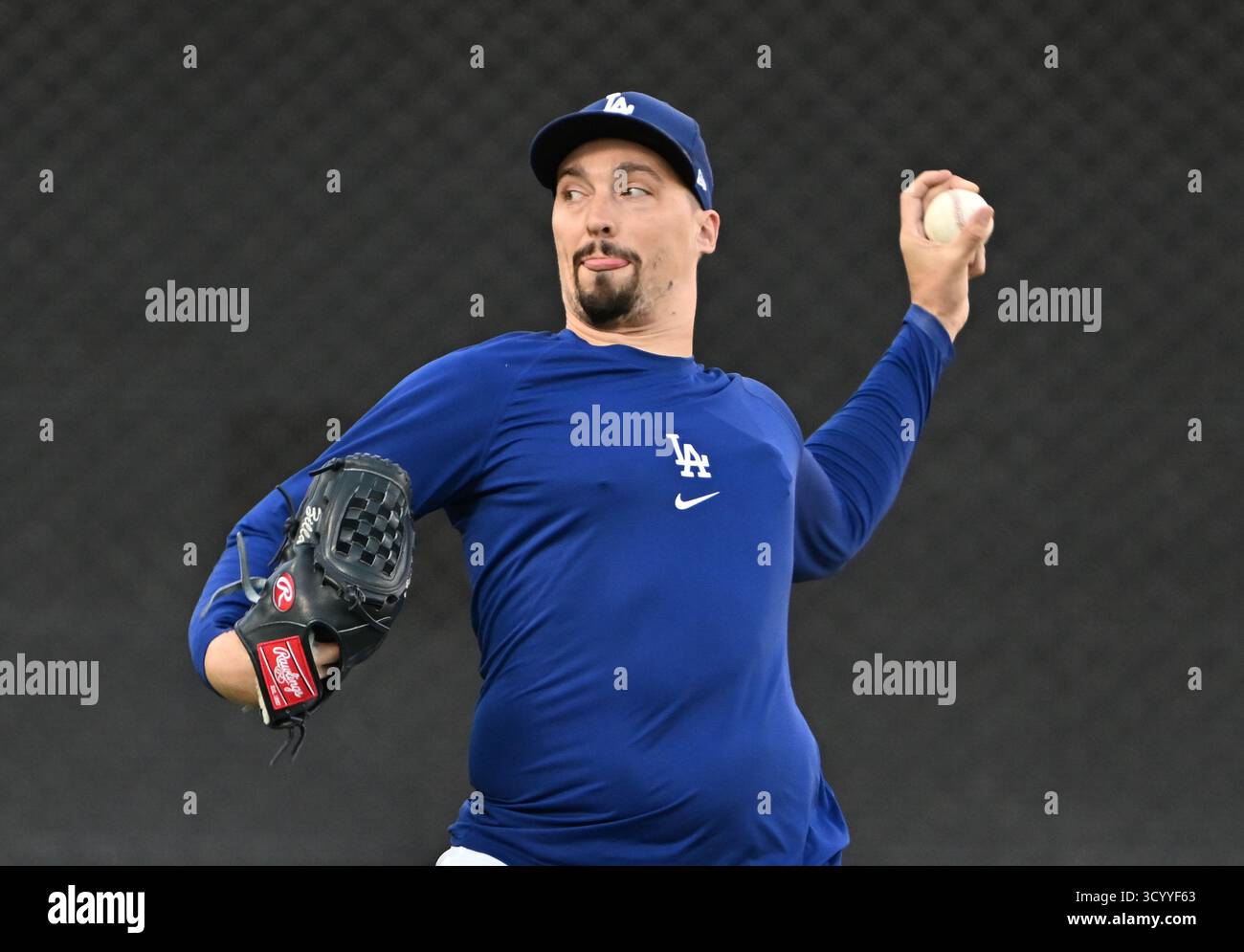 Los Angeles Dodgers pitcher Blake Ashton Snell takes part in a practice ...