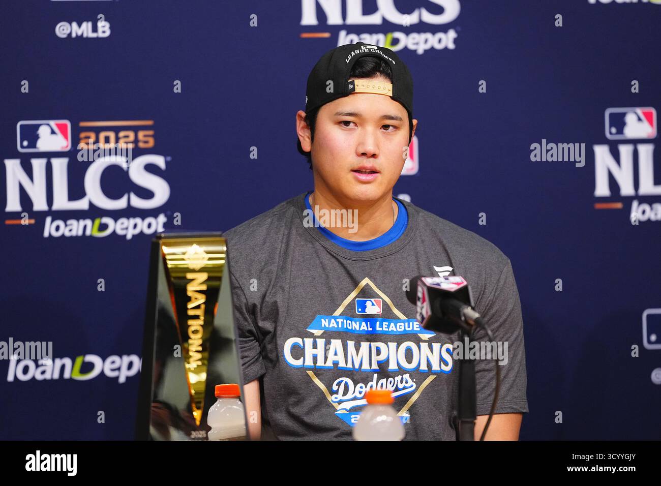 Oct 17, 2025 - Baseball : Dodgers Shohei Ohtani held a postgame press ...