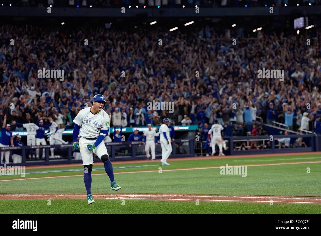 Toronto Blue Jays' George Springer celebrates his three run home run ...
