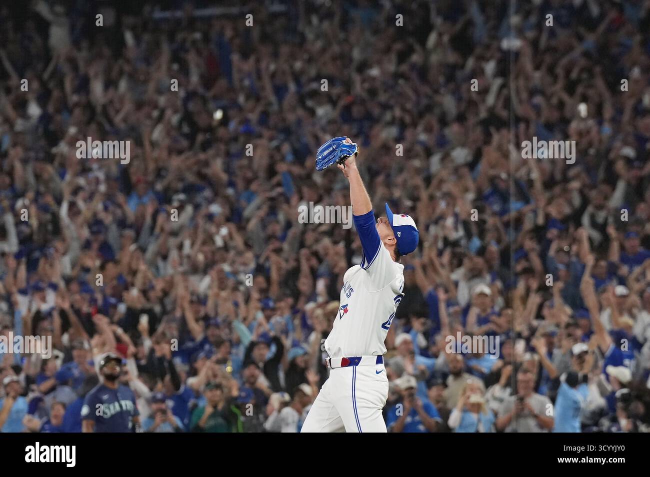 Toronto Blue Jays pitcher Jeff Hoffman celebrates after the final out ...