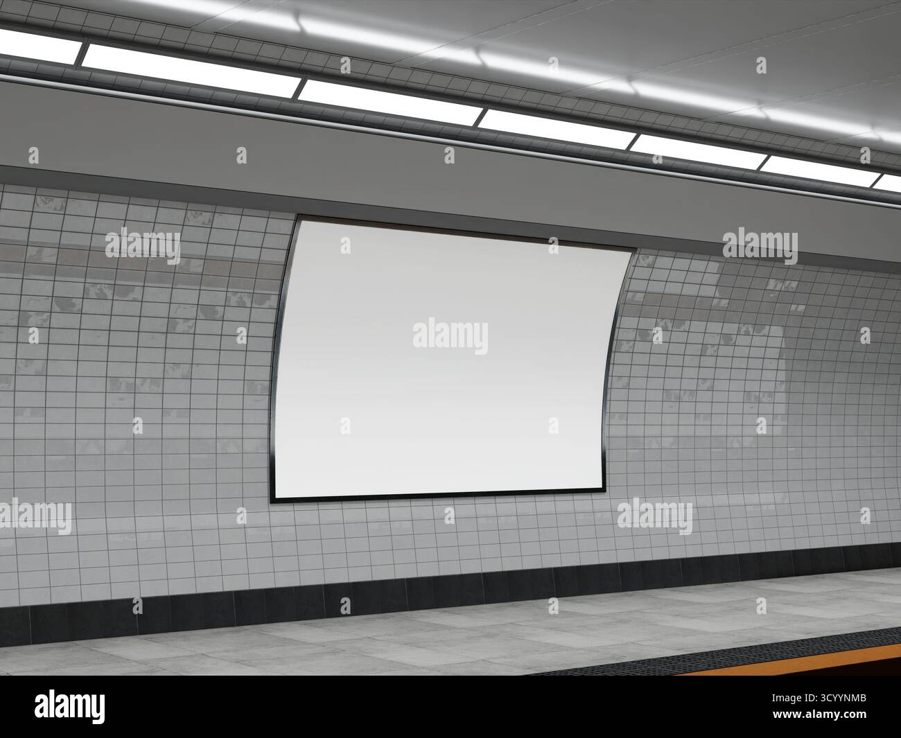 Realistic Subway Billboard Mockup in Underground Station Stock Photo ...