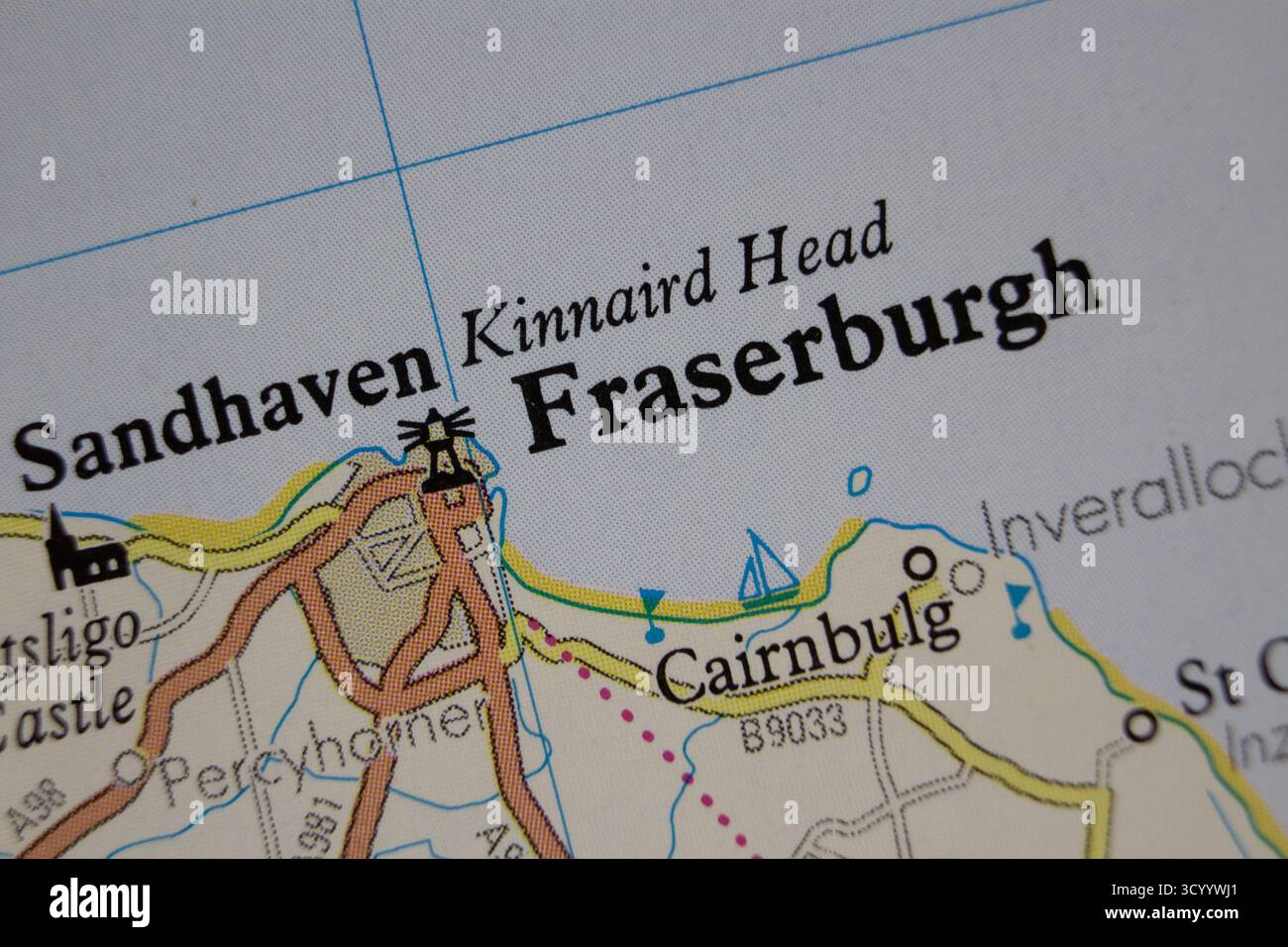 Fraserburgh - United Kingdom colour atlas map town name of the area ...