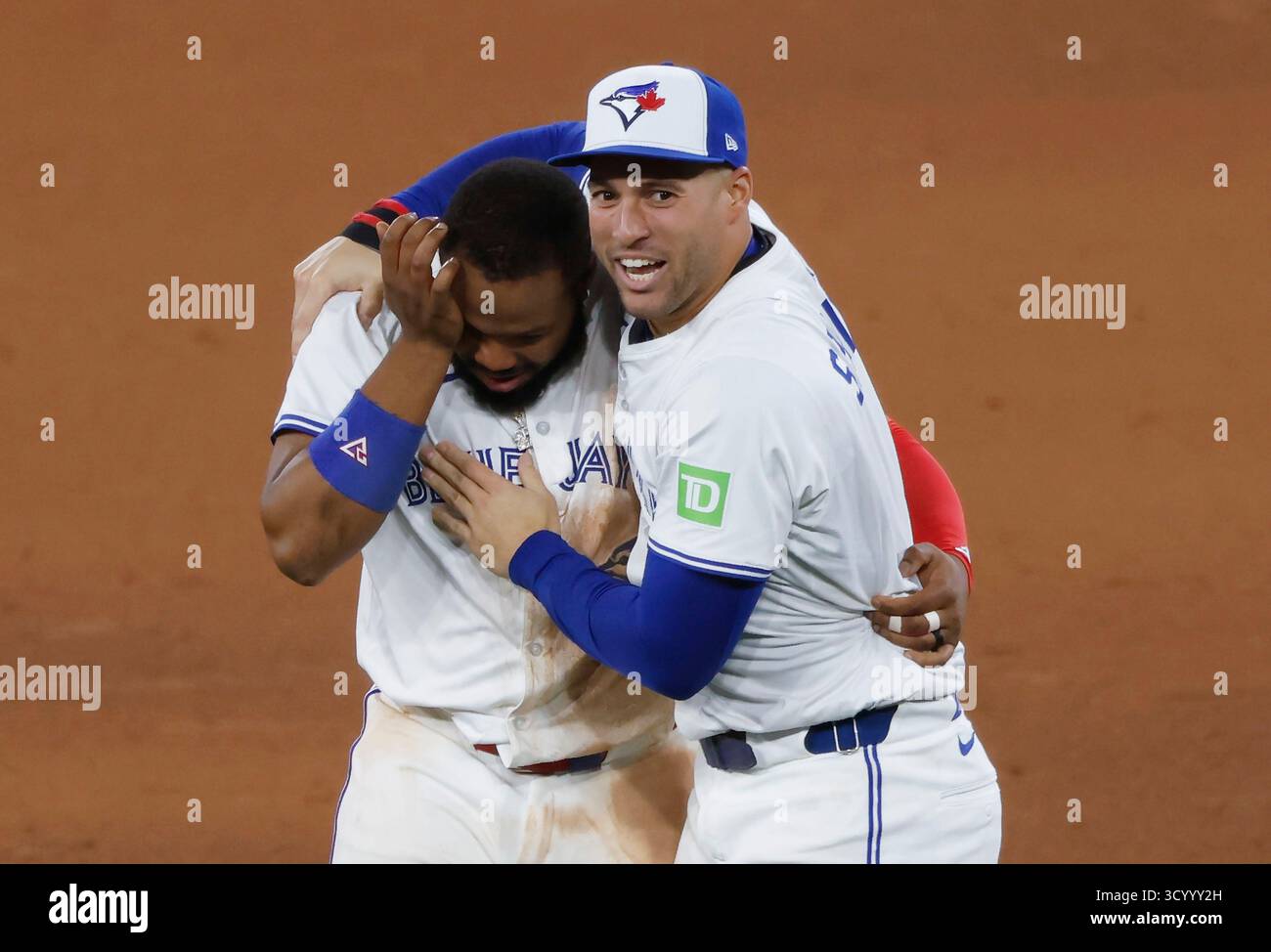 Toronto, Canada. 20th Oct, 2025. Toronto Blue Jays players George ...