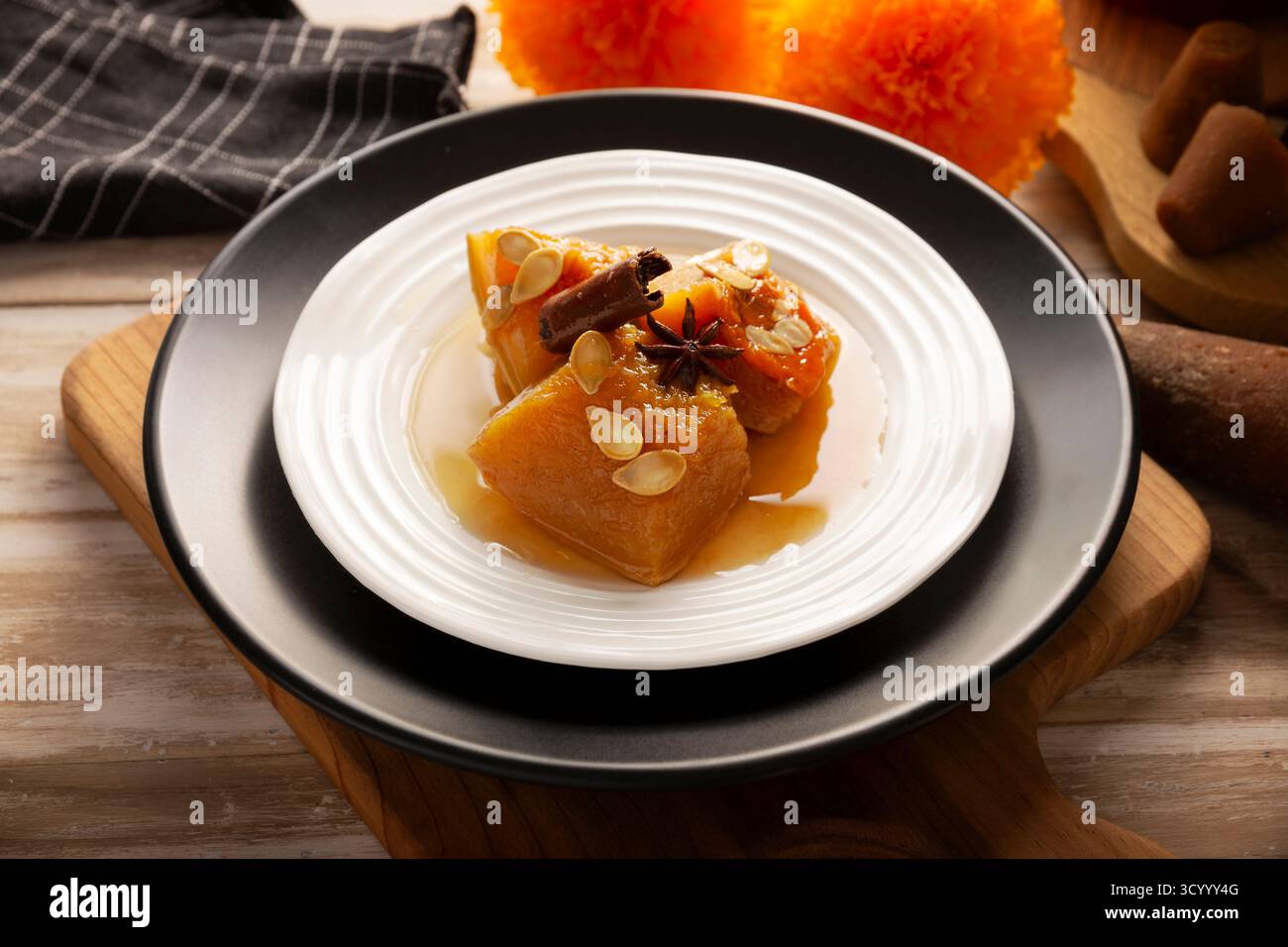 Calabaza en Tacha. Spiced Candied Pumpkin. Mexican dessert whose main ...