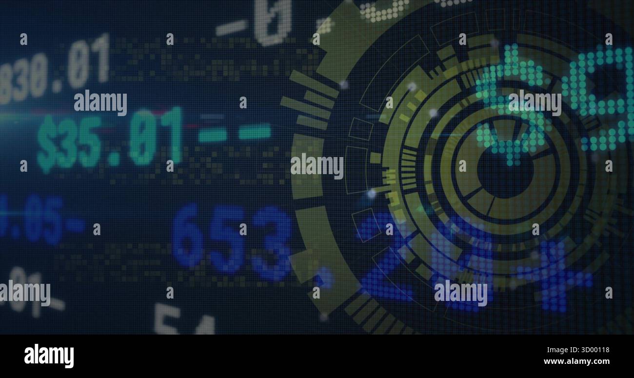 Displaying circular data visualization HUD element on computer display ...