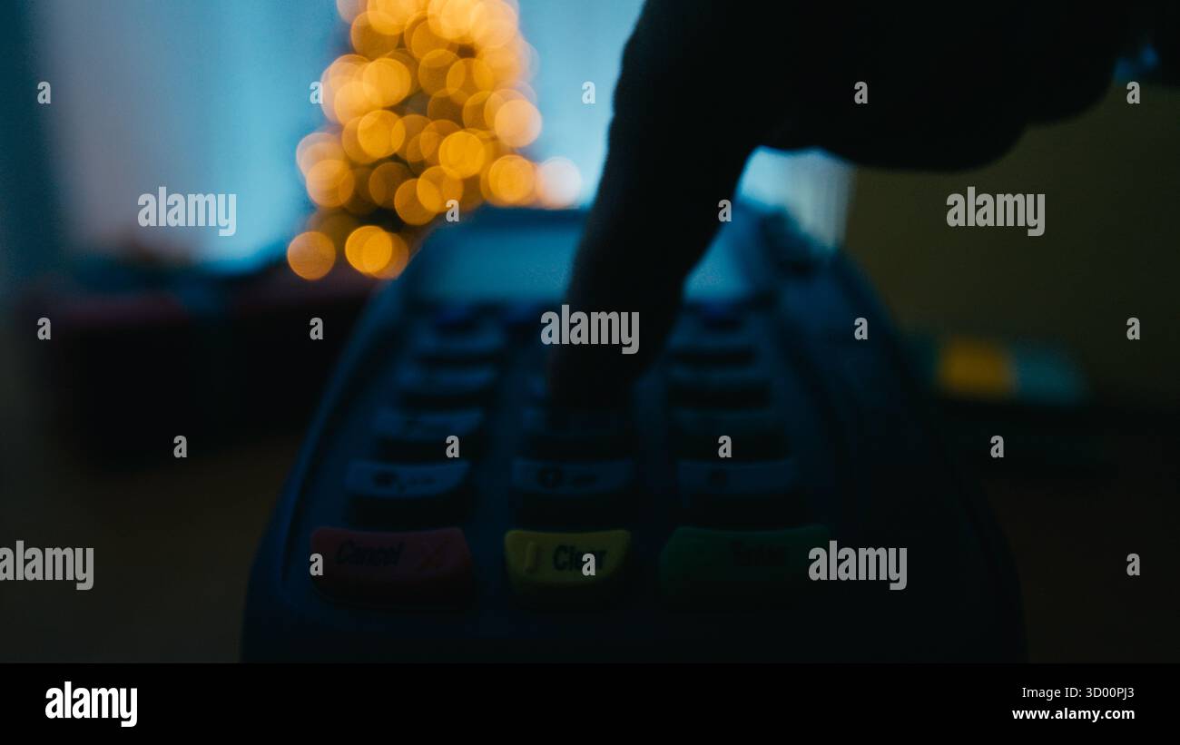 Hand Entering The Price To Pay On The Terminal Stock Photo - Alamy
