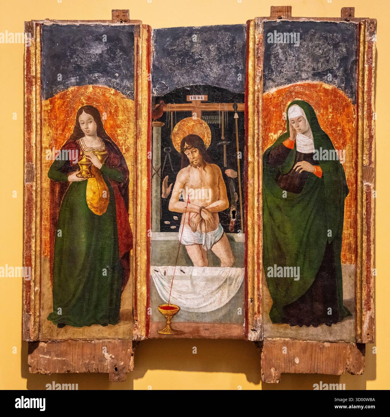 Triptych of Christ in pain and Mary Magdalene, egg tempera and oil on ...
