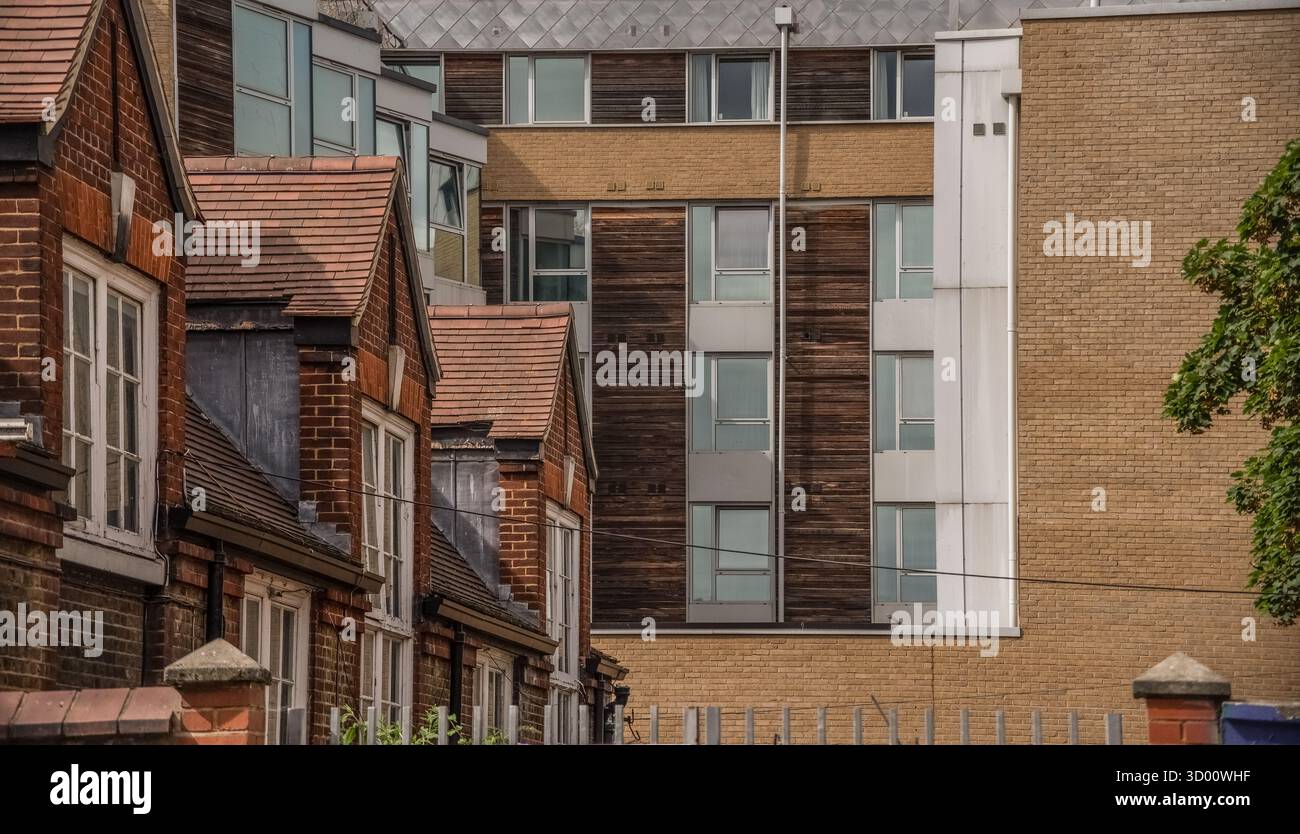 Contrasting architecture in London, UK, showing old Victorian-style ...