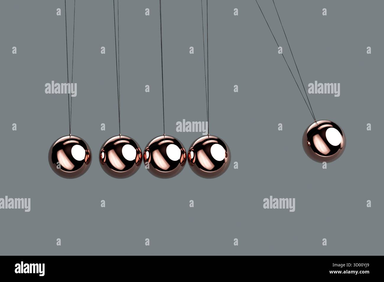 Golden Metal Newton's Cradle Pendulum Balls Spheres Swinging Back and ...