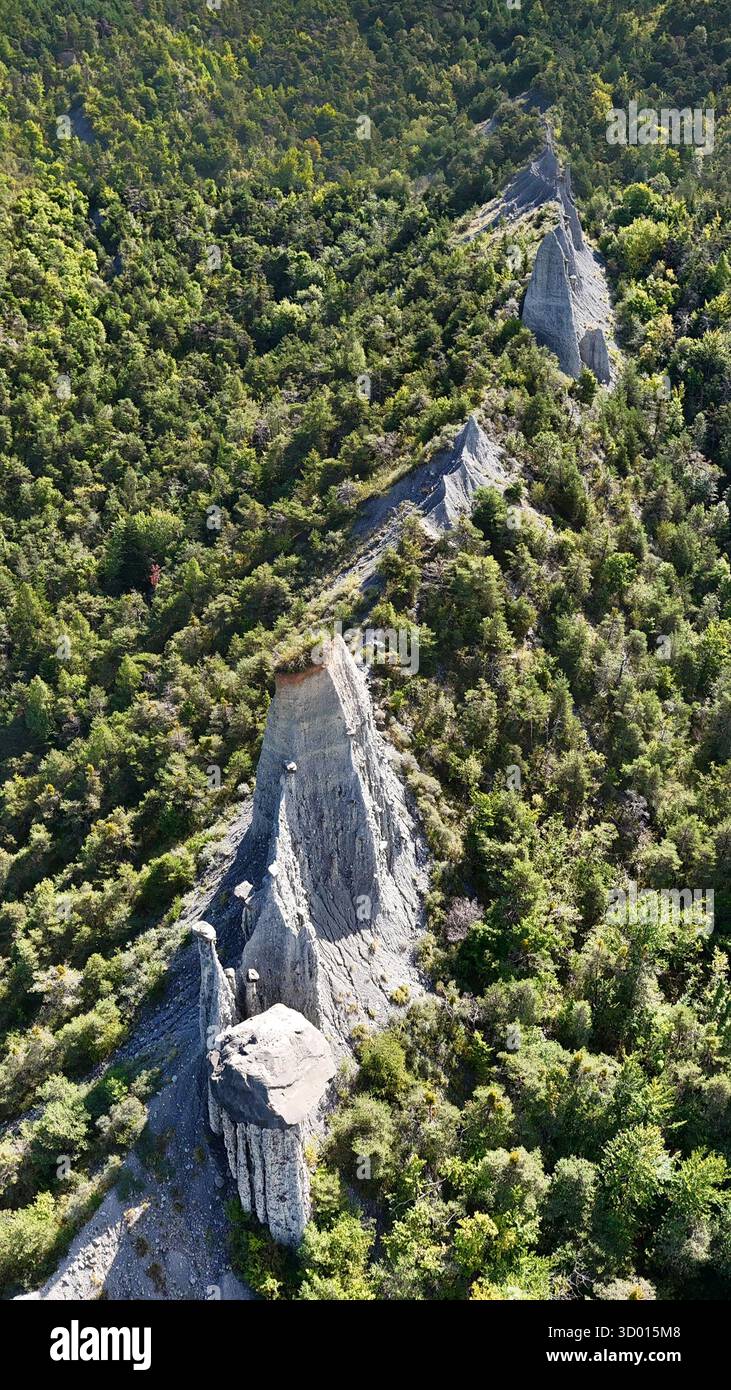 Pinnacles rock formations Les Demoiselles Coiffees, Hautes-Alpes ...