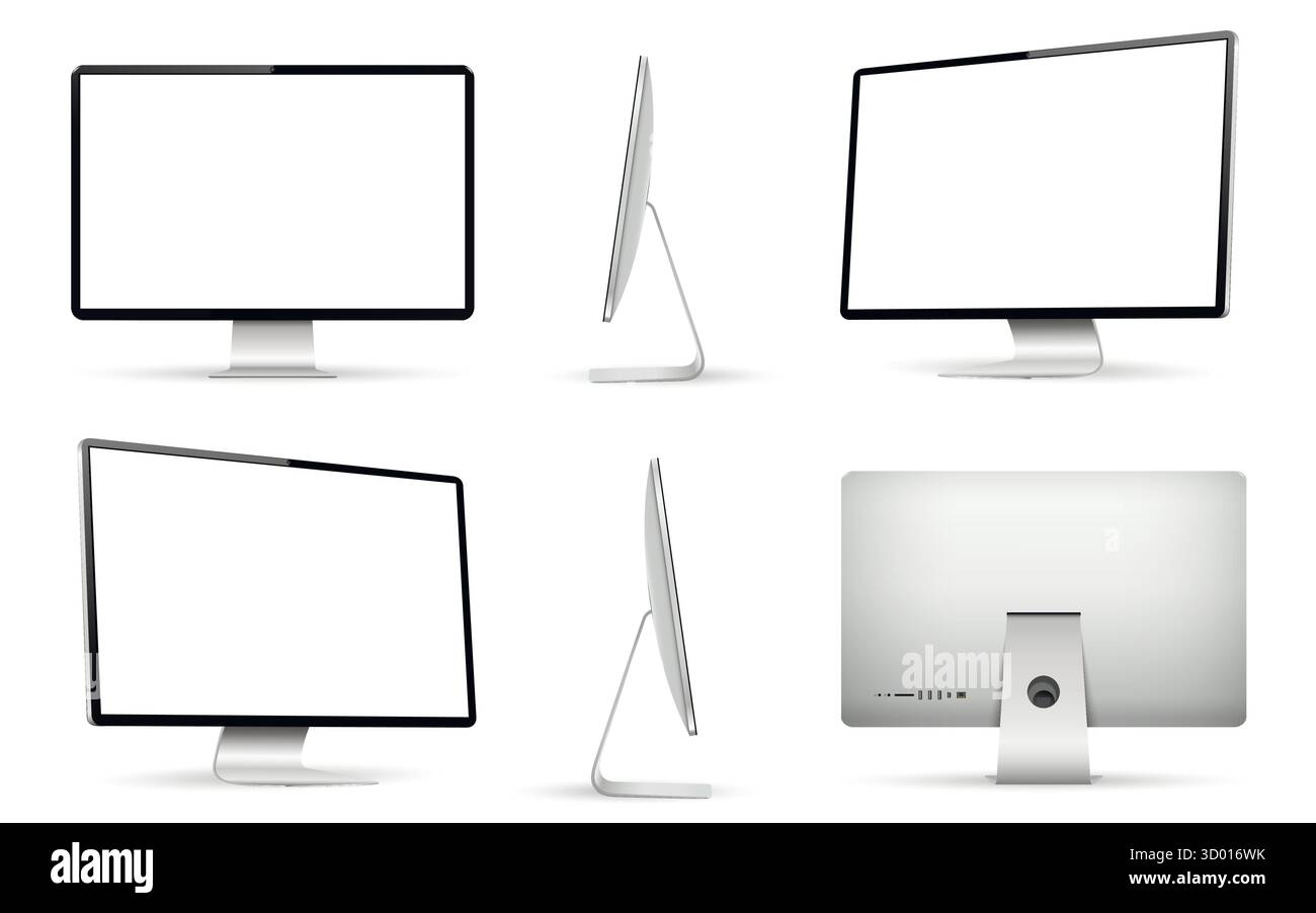 Realistic computer screen mockup. Computer monitor from different ...