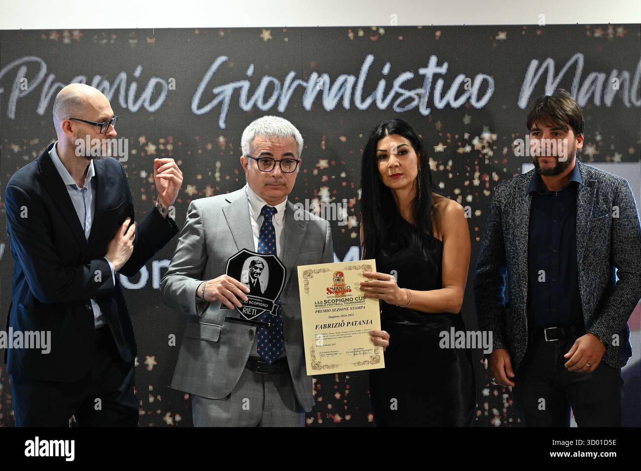 Gabriele Pulici, Fabrizio Patania and Souaila Mia during the award ...