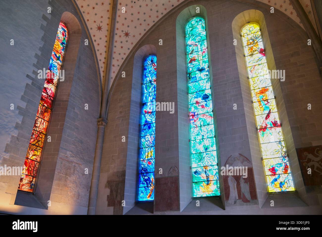 Switzerland, Zurich, Fraumünster Protestant Church, stained glass ...