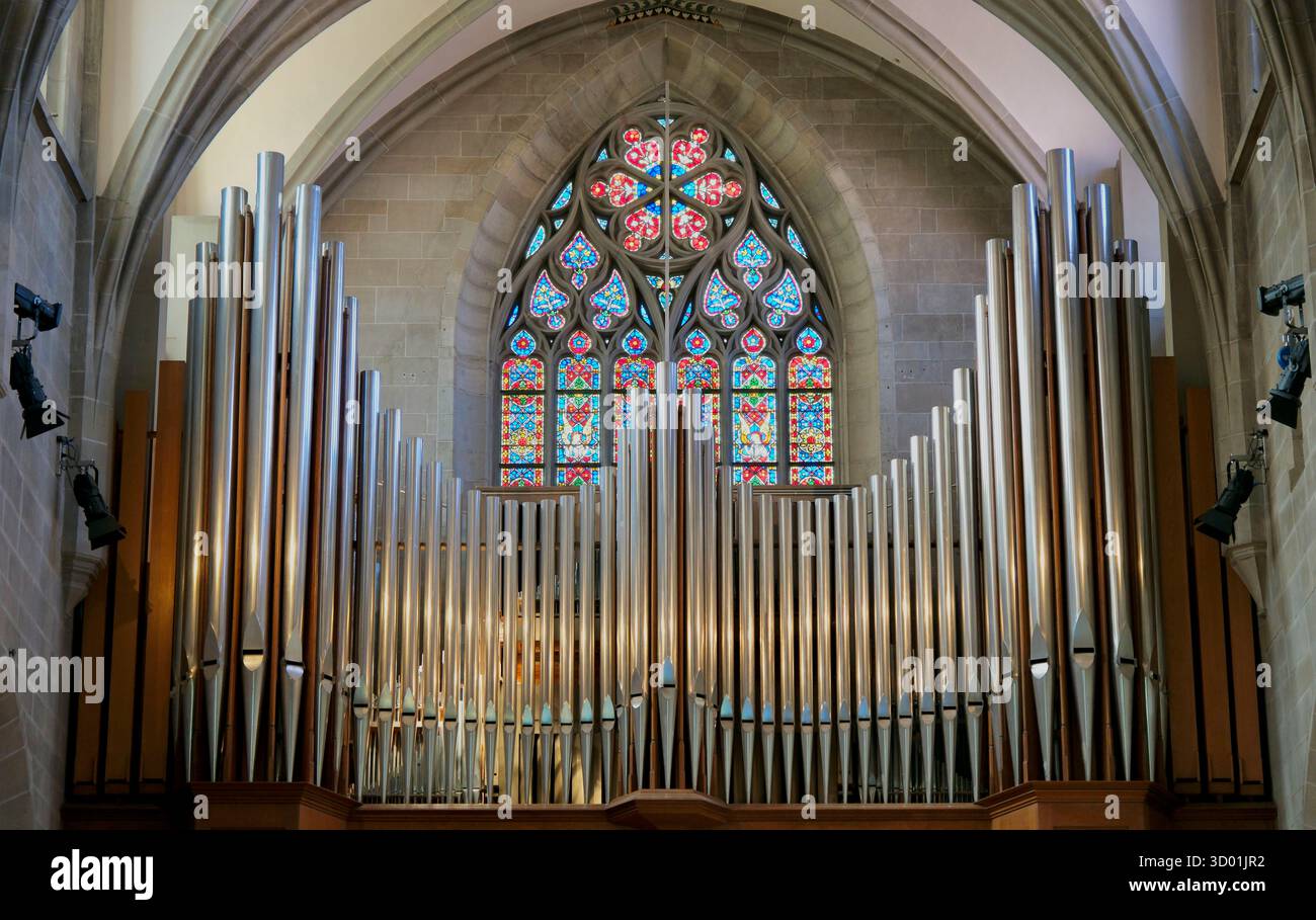 Switzerland, Zurich, the Fraumünster Protestant church, the organ and ...