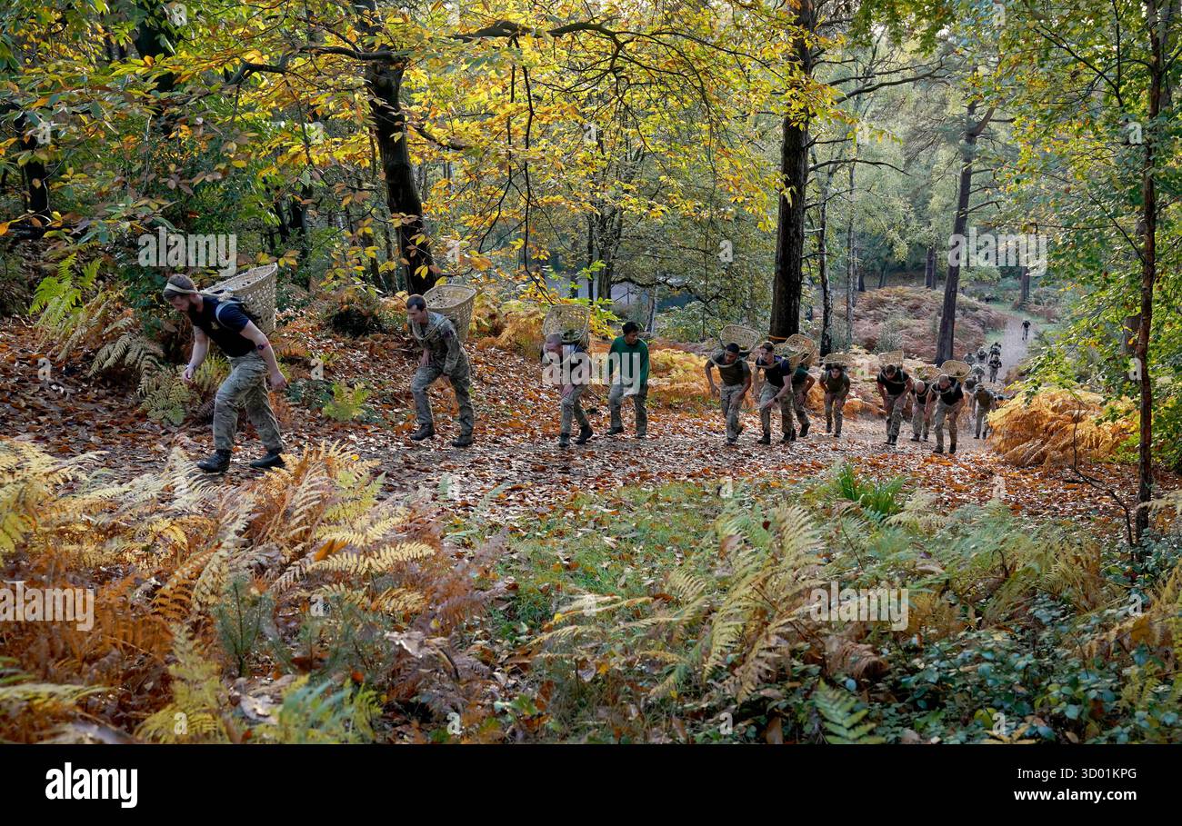 Members of the military take part in the tri-service Gurkha Doko race ...