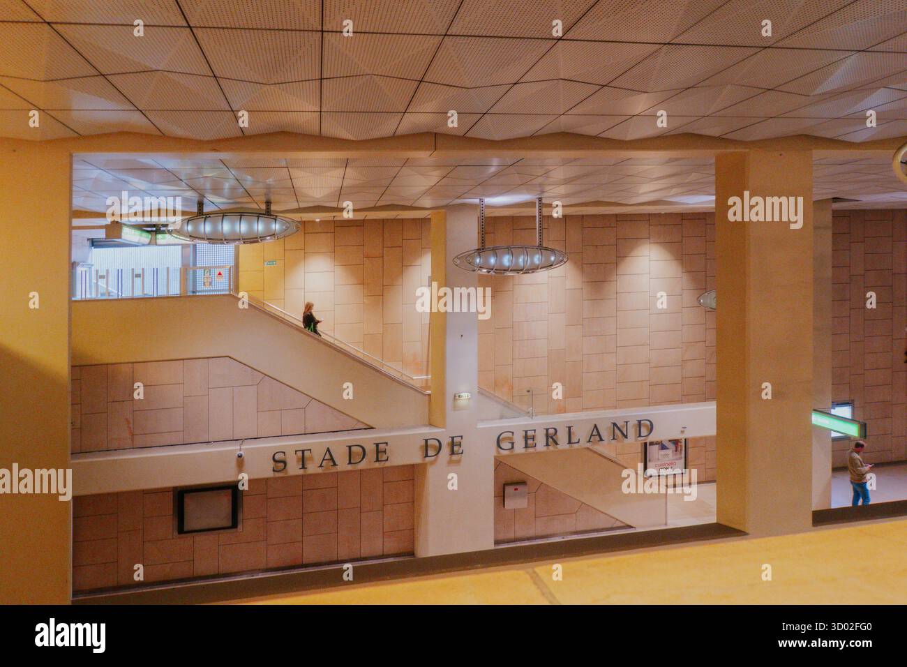 Lyon, France: October 6, 2025 - View inside the Metro station Stade De ...
