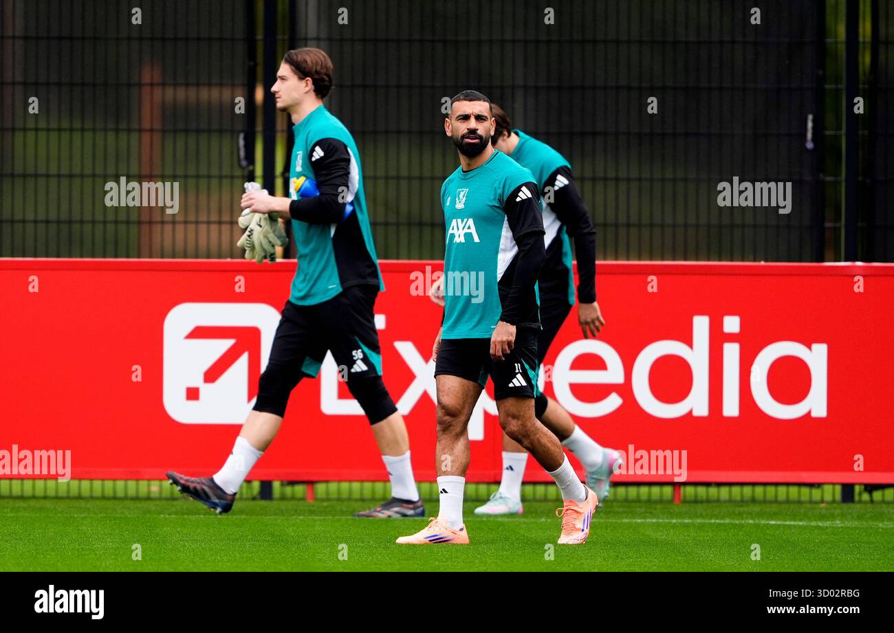 Liverpool's Mohamed Salah during a training session at the AXA Training ...