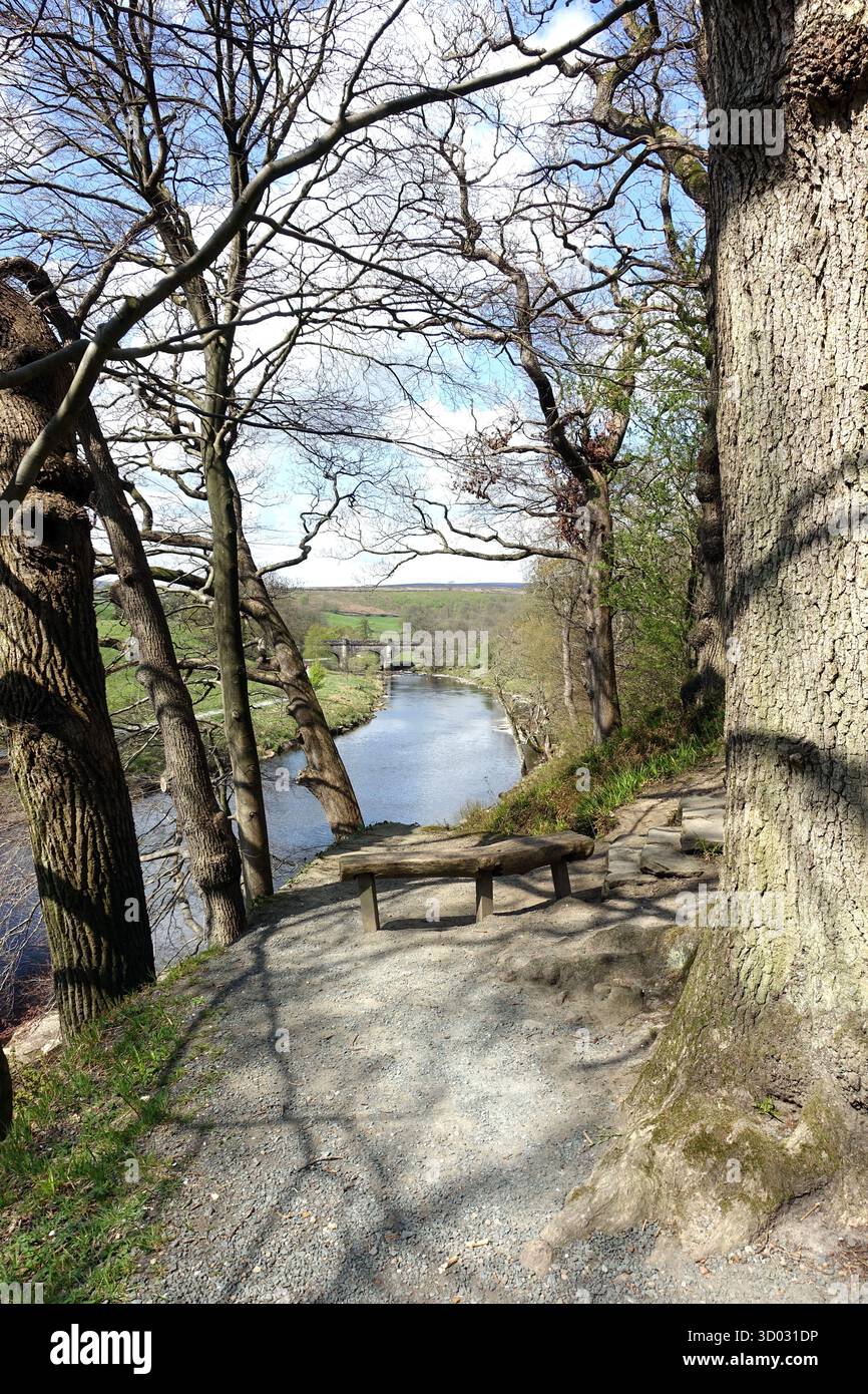 The Castellated Aqueduct Bridge on the River Wharfe from a Bench the ...
