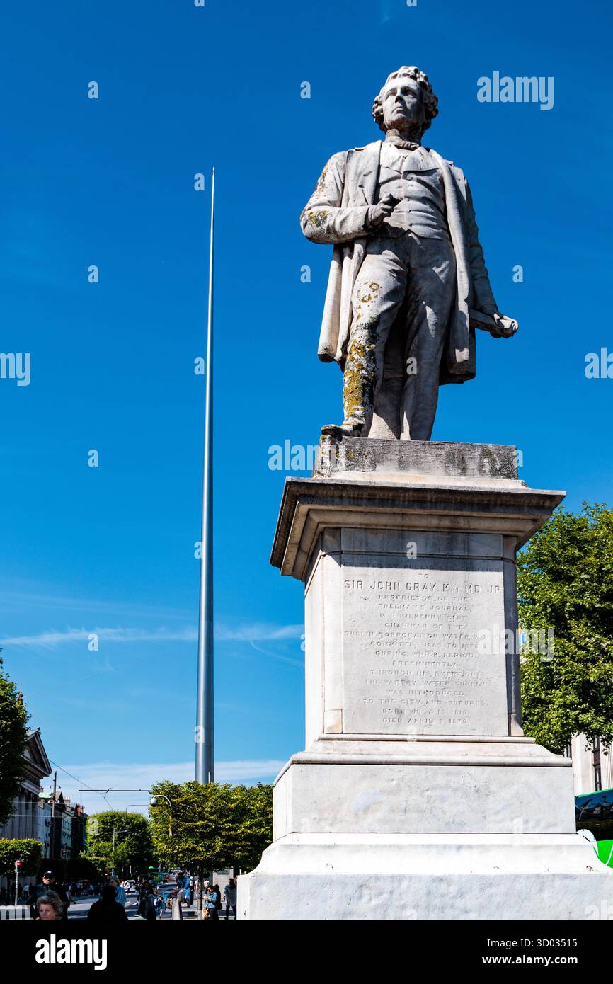 Sir John Gray Statue: monument in O’Connell Street, Dublin, Eire ...