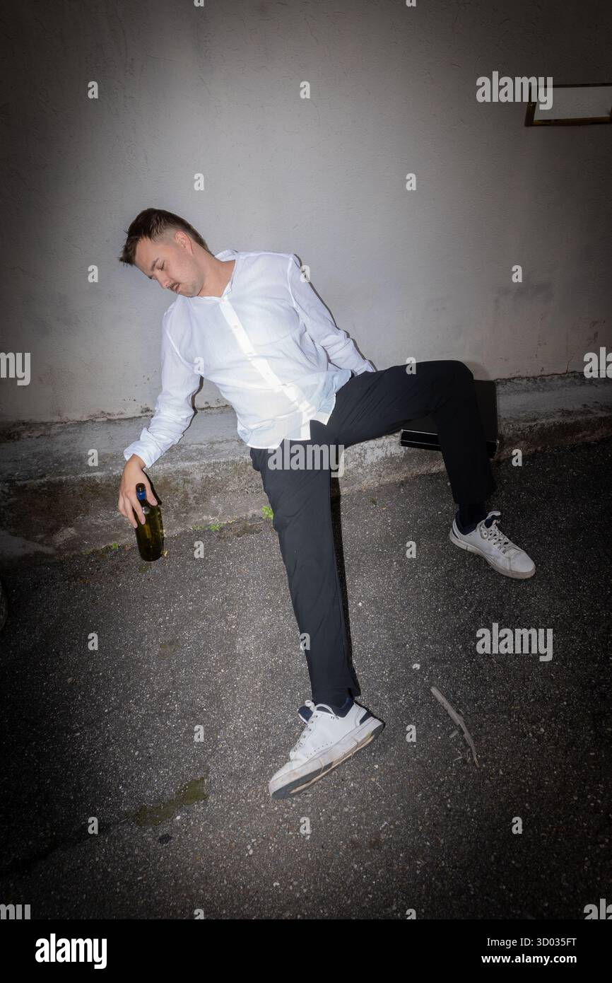 Drunk man in trousers shirt hi-res stock photography and images - Alamy