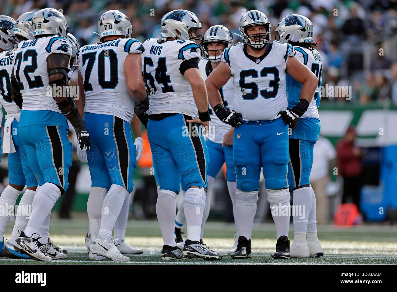 Carolina Panthers center Austin Corbett (63) with teammates during an ...