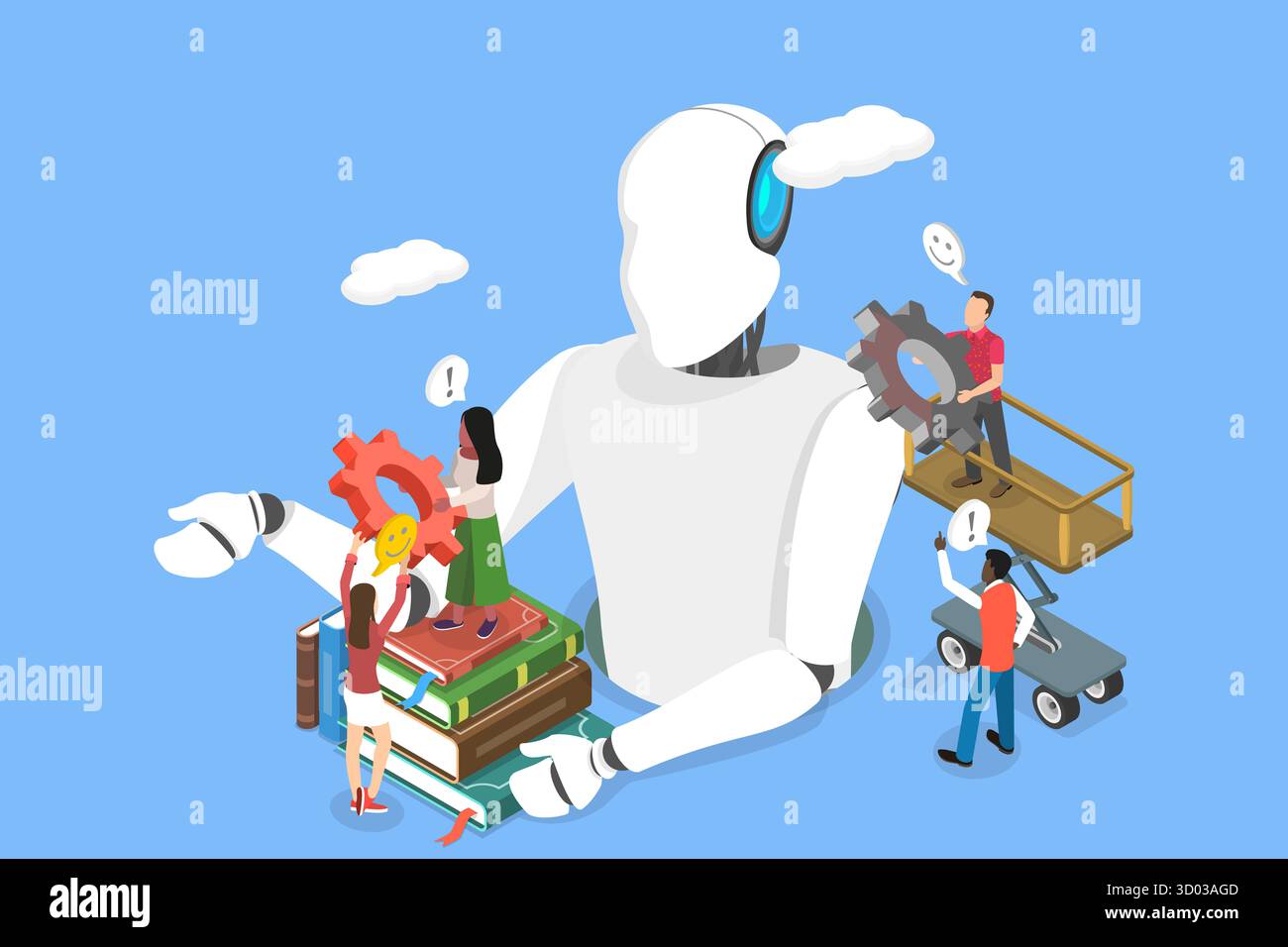 3D Isometric Flat Illustration of Robotic Process Automatization ...