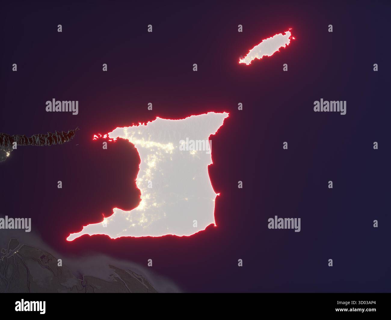 Trinidad tobago map glowing hi-res stock photography and images - Alamy