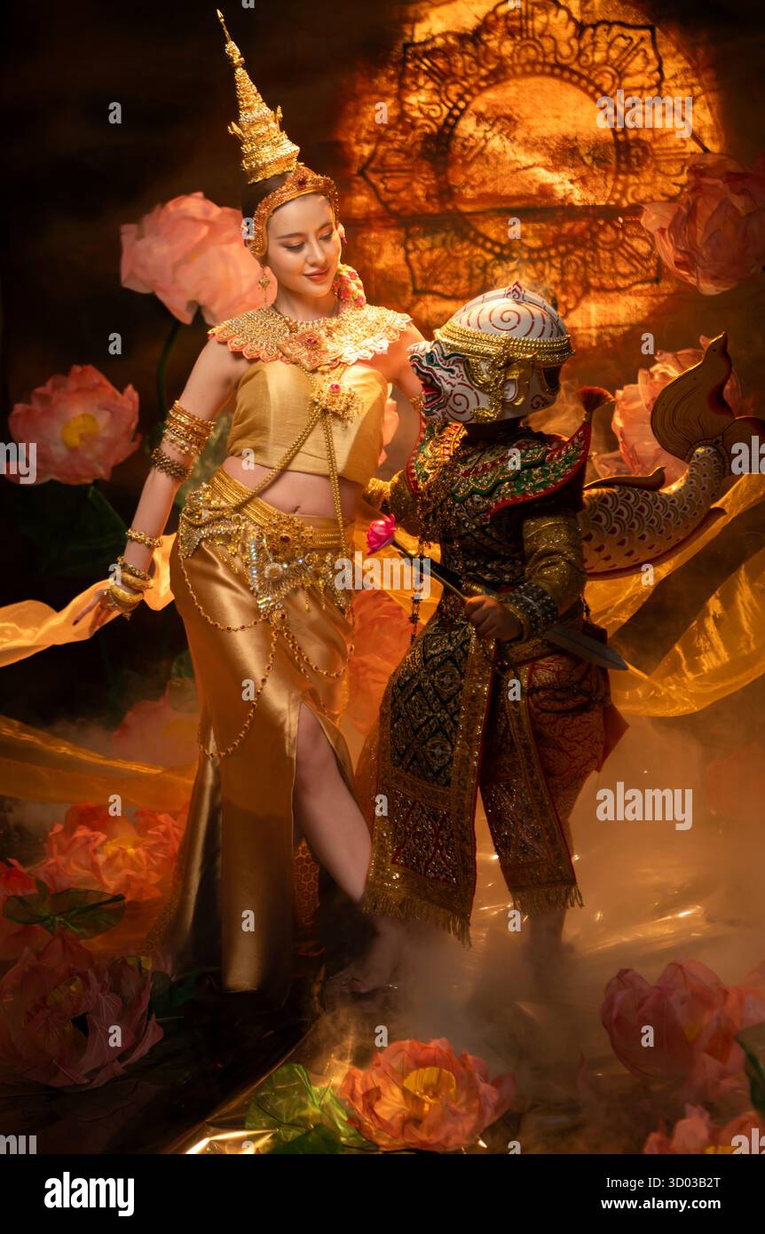 Traditional Thai dance performance featuring a graceful female dancer ...