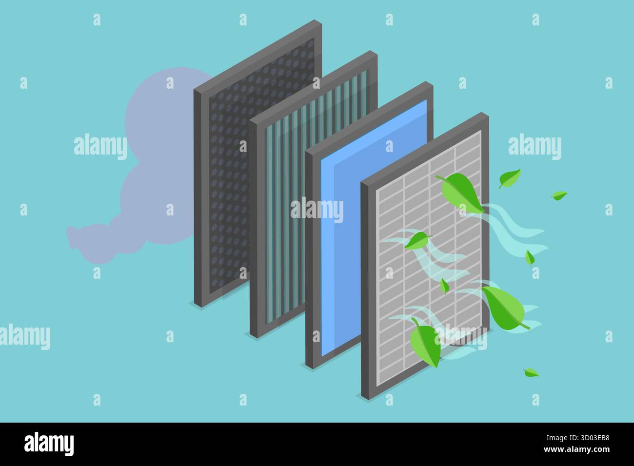 3D Isometric Flat Illustration of Air Filtering, Purification and ...