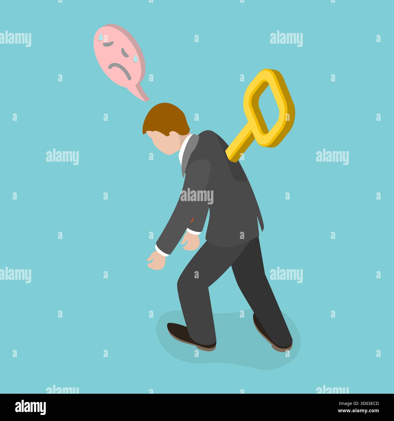 3D Isometric Flat Illustration of Exhausted Person, Fatigue and ...