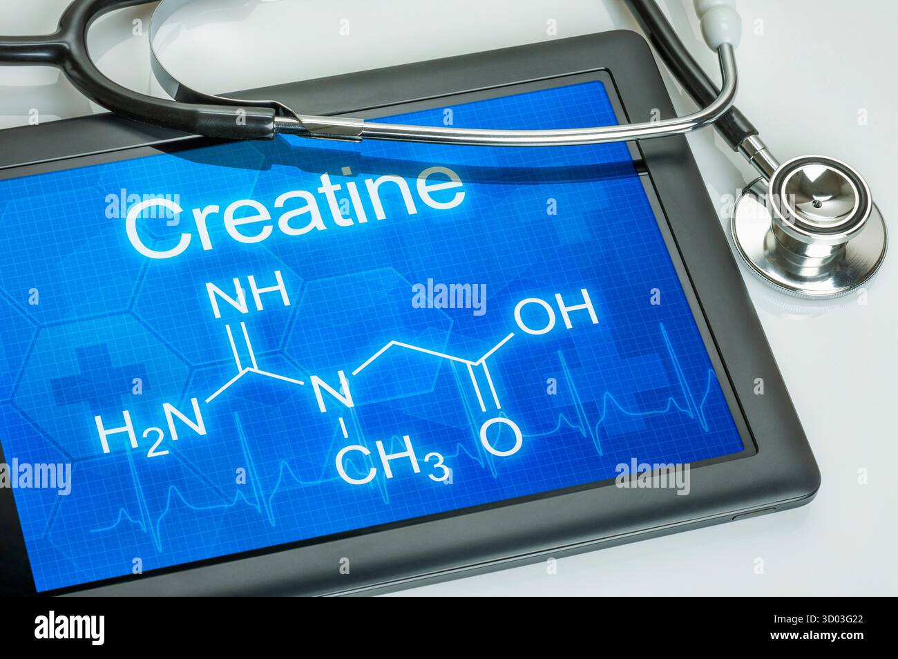 Tablet with the chemical formula of Creatine Stock Photo - Alamy