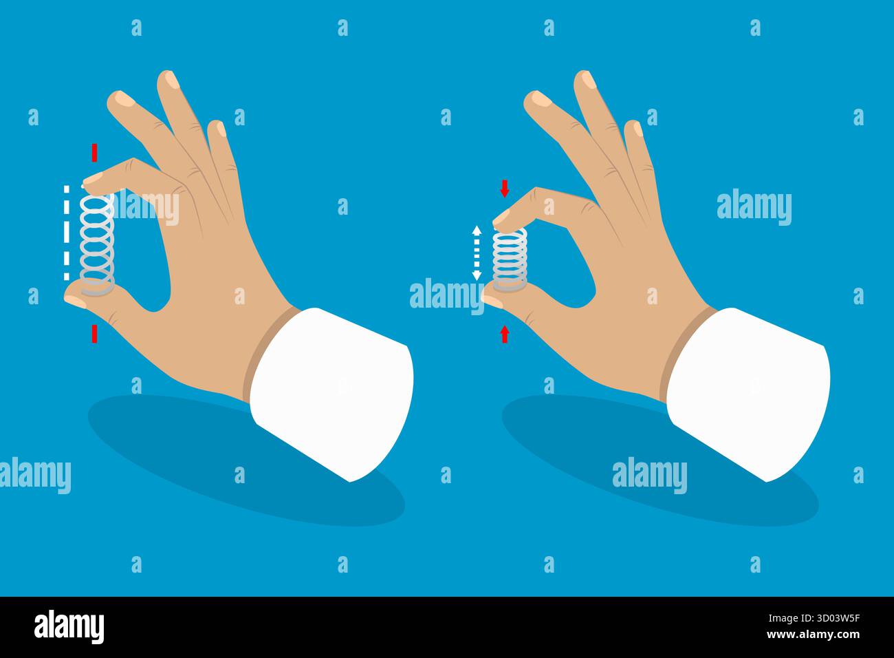 3D Isometric Flat Illustration of Elasticity Mechanics, Metal Spring ...